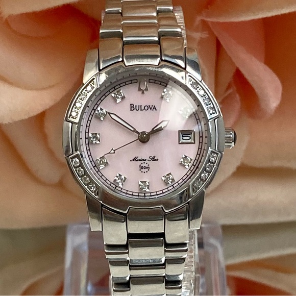 Bulova | Accessories | Bulova Marine Star Diamond Accented Pink Mother ...